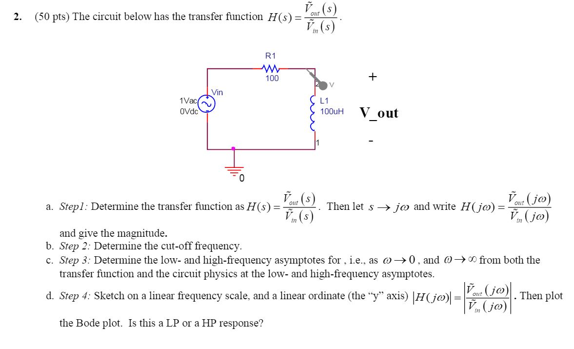 Solved The circuit below has the transfer function H(s) = | Chegg.com