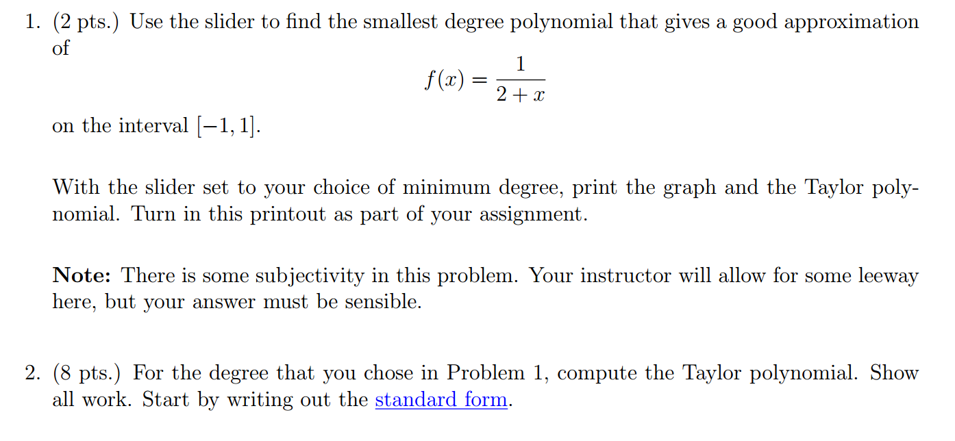 Solved Use the slider to find the smallest degree polynomial | Chegg.com