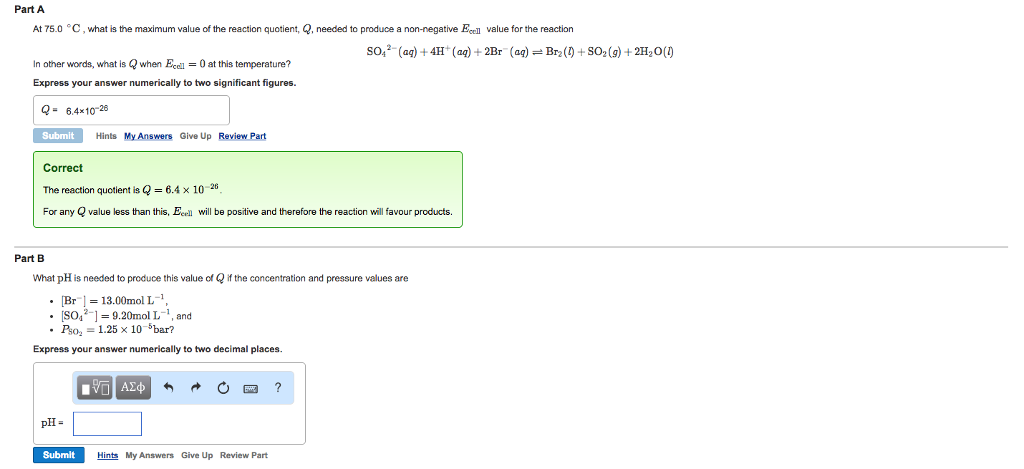 Solved Part A At 75.0 °C, is the maximum value of the | Chegg.com