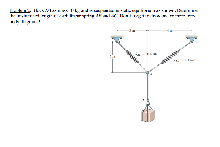 Solved Block D has mass 10 kg and is suspended in static | Chegg.com