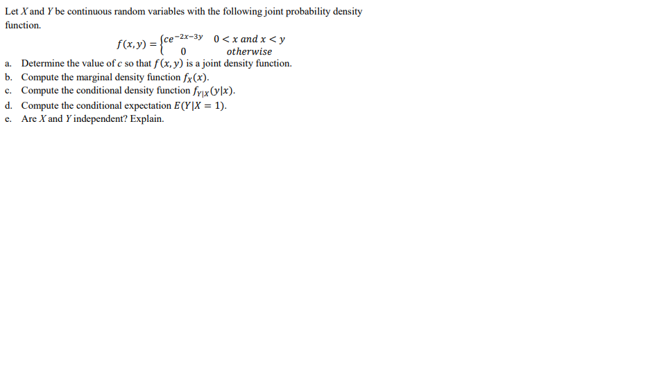 Solved Let Xand Y Be Continuous Random Variables With The 