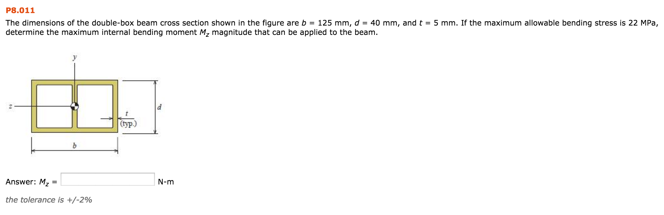 Solved The dimensions of the double-box beam crosssection | Chegg.com