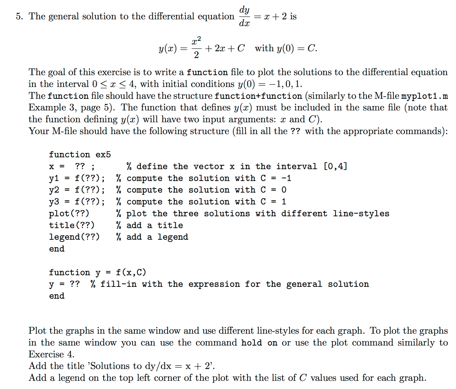 Solved The general solution to the differential equation | Chegg.com