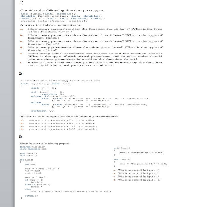 Solved How many parameters does the function func 1 have? | Chegg.com