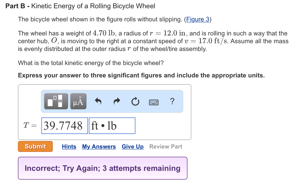 Solved find the kinetic energy of a bysicle wheel shown it | Chegg.com