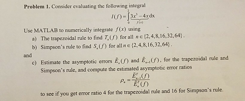 Solved Problem 1. Consider evaluating the following integral | Chegg.com