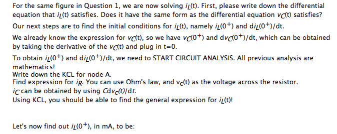 Solved the circuit above, vc(t)=(20-1200t)e-20t mV for | Chegg.com