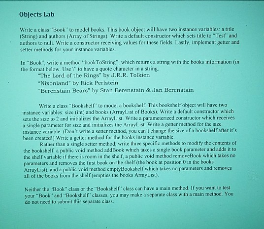 Solved Objects Lab Write a class "Book" to model books. This | Chegg.com