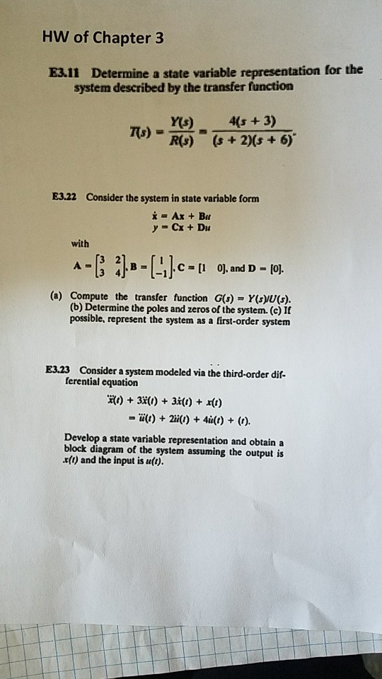 Solved HW of Chapter 3 E311 Determine a state variable | Chegg.com