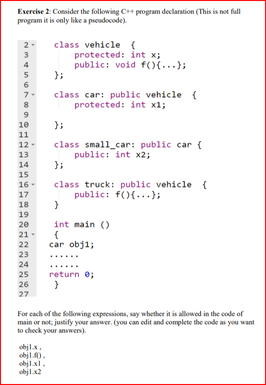 Solved Exercise 2: Consider the following C++ program | Chegg.com