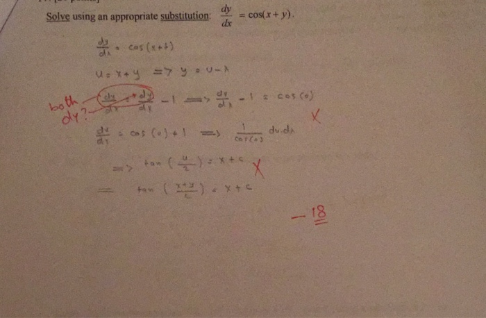 Solved Solve using an appropriate substitution: dy/dx = | Chegg.com