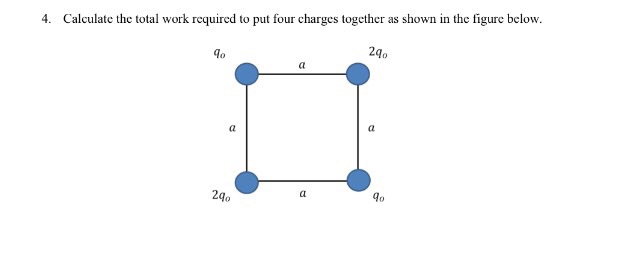 Solved Calculate the total work required to put four charges | Chegg.com