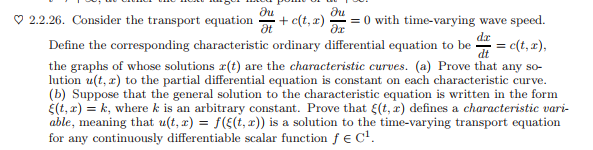 Solved 2.2.26. Consider the transport equation--+ c(t,z) -= | Chegg.com