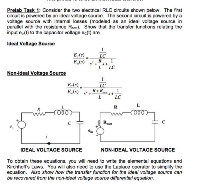 Solved Prelab Task 1: Consider the two electrical RLC | Chegg.com