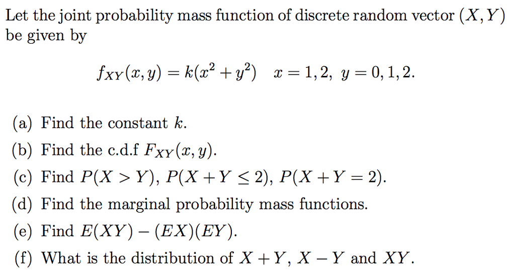 Solved Let the joint probability mass function of discrete | Chegg.com