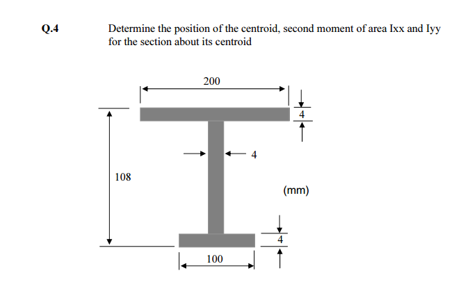 Solved Determine the position of the centroid, second moment | Chegg.com