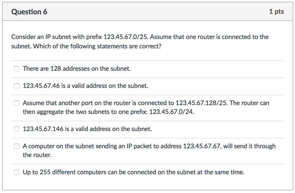 Solved Consider an IP subnet with prefix 123.45.67.0/25. | Chegg.com