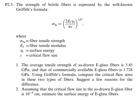 Solved P2.3. The strength of brittle fibers is expressed by | Chegg.com