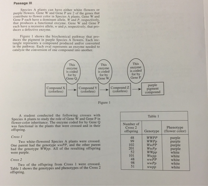 Solved Passage lI Species A plants can have either white | Chegg.com