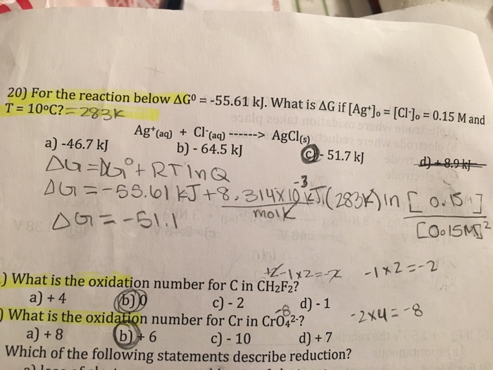 Solved For the reaction below Delta G degree = -55.61 kj. | Chegg.com