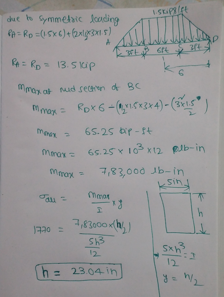 Solved For the beam and loading shown, design the cross | Chegg.com