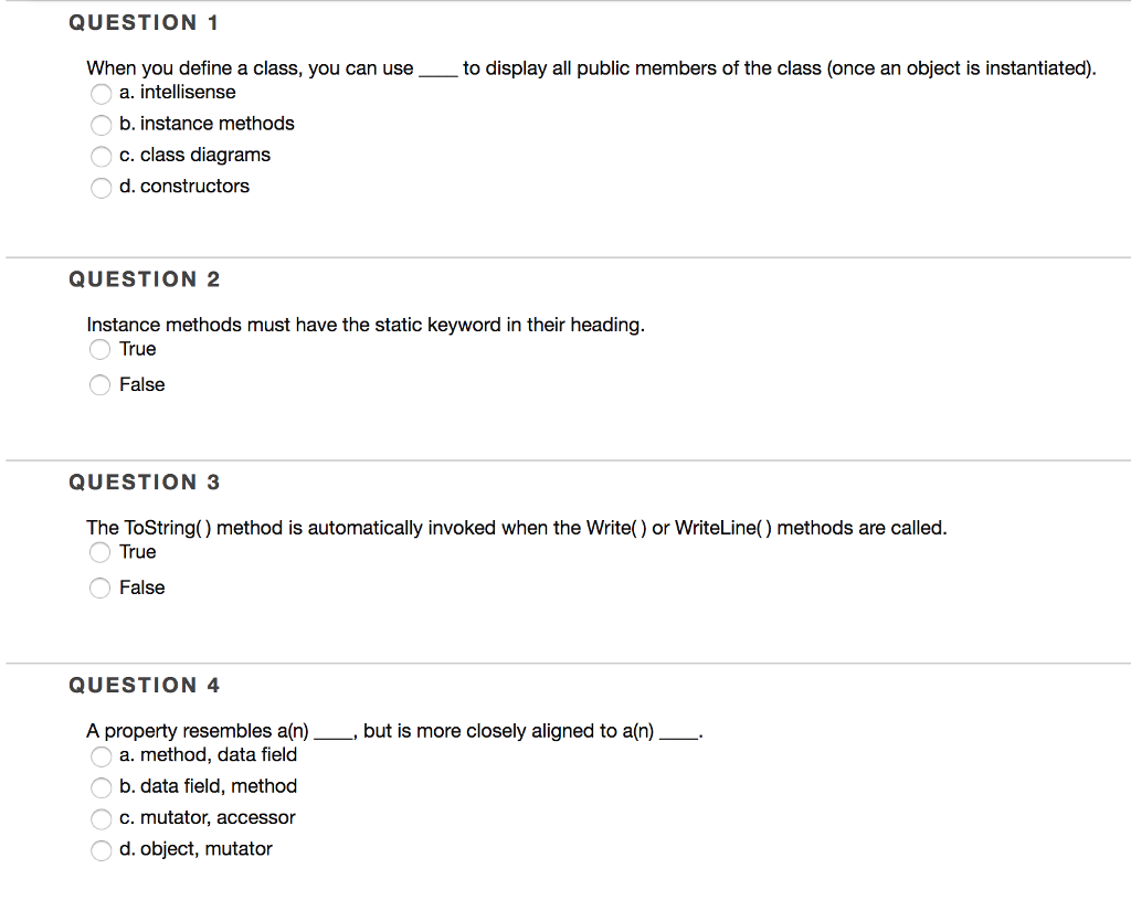 Solved QUESTION When you define a class, you can use to | Chegg.com