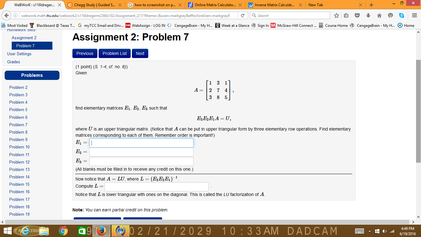 Solved Given A = [1 2 3 3 7 8 1 4 5], find elementary | Chegg.com