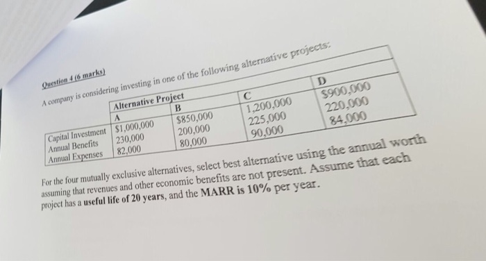 Solved A company is considering investing in one of the | Chegg.com