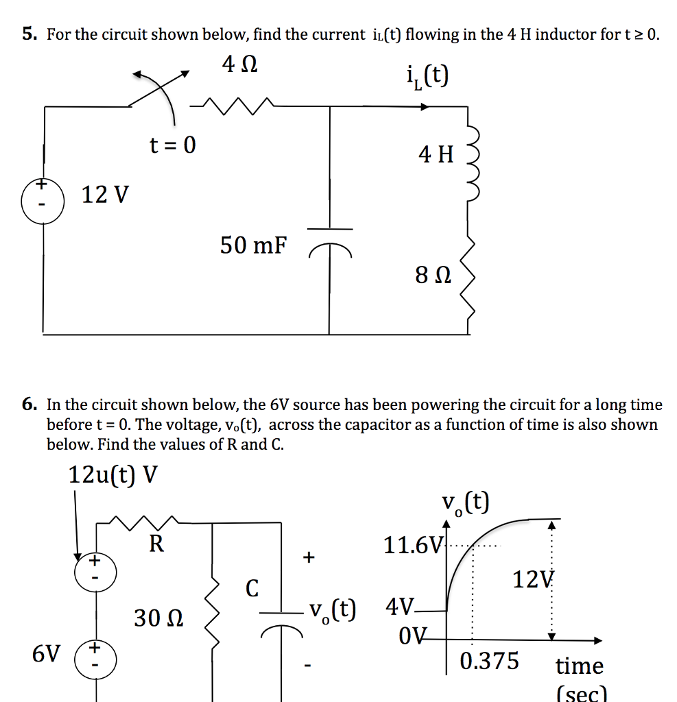 Solved 5. For the circuit shown below, find the current i(t) | Chegg.com
