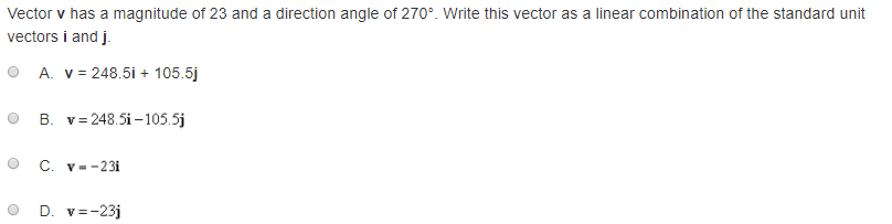Solved Vector v has a magnitude of 23 and a direction angle | Chegg.com