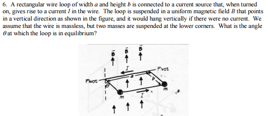 Solved 6. A rectangular wire loop of width a and height b is | Chegg.com