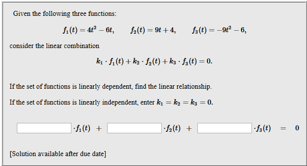 Solved Given the following three functions: f1(t) = 4t2 - | Chegg.com