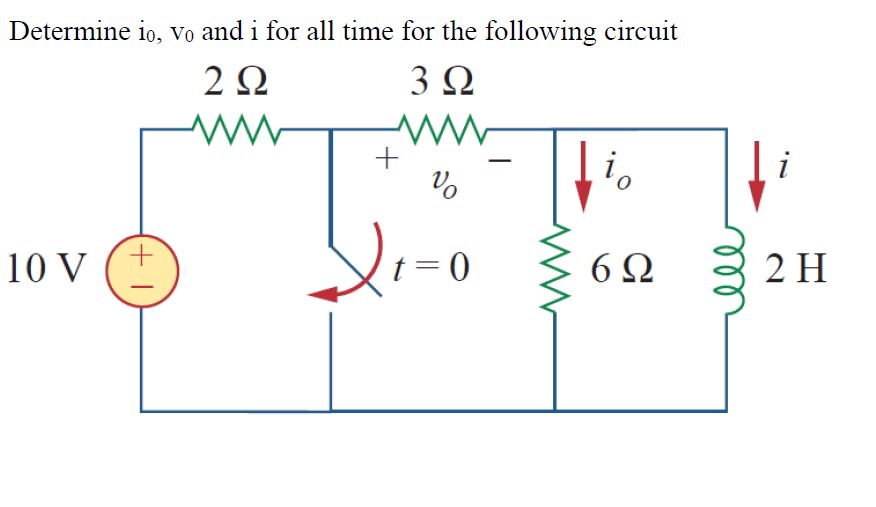 Solved Determine io, Vo and i for all time for the following | Chegg.com