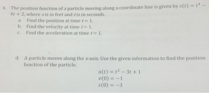 Solved The position function of a particle moving along a | Chegg.com