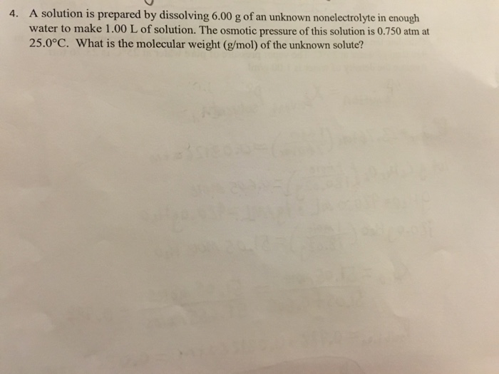 Solved A solution is prepared by dissolving 6.00 g of an | Chegg.com