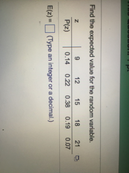 Solved Find The Expected Value For The Random Variable E 4669