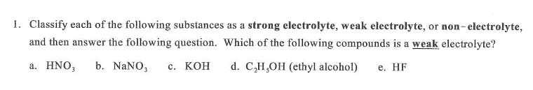 Solved 1. Classify each of the following substances as a | Chegg.com