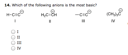 Solved Which of the following anions is the most basic? | Chegg.com