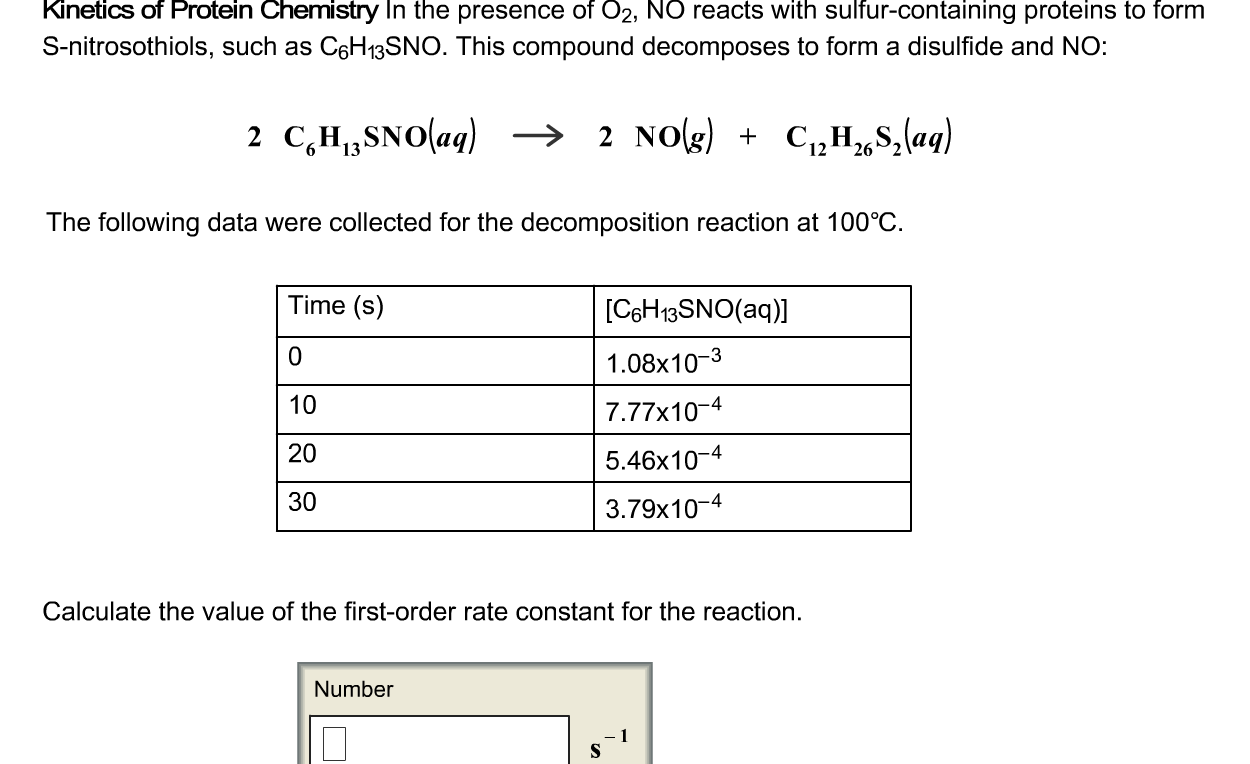 Solved Kinetics of Protein Chemistry In the presence of O_2, | Chegg.com