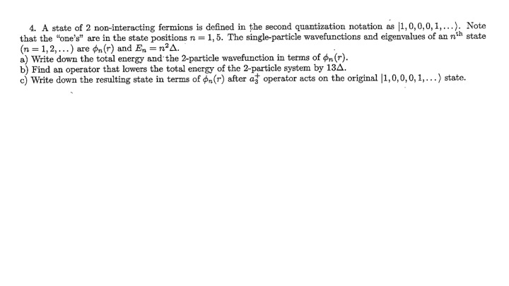 Solved A state of 2 non-interacting fermions is defined in | Chegg.com