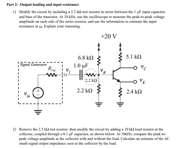 Solved Part 2 Output Loading And Input Resistance 1 Modify 3906