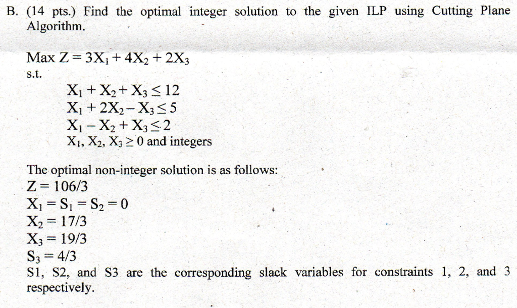 B. (14 pts.) Find the optimal integer solution to the | Chegg.com