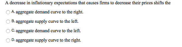Solved A decrease in inflationary expectations that causes | Chegg.com