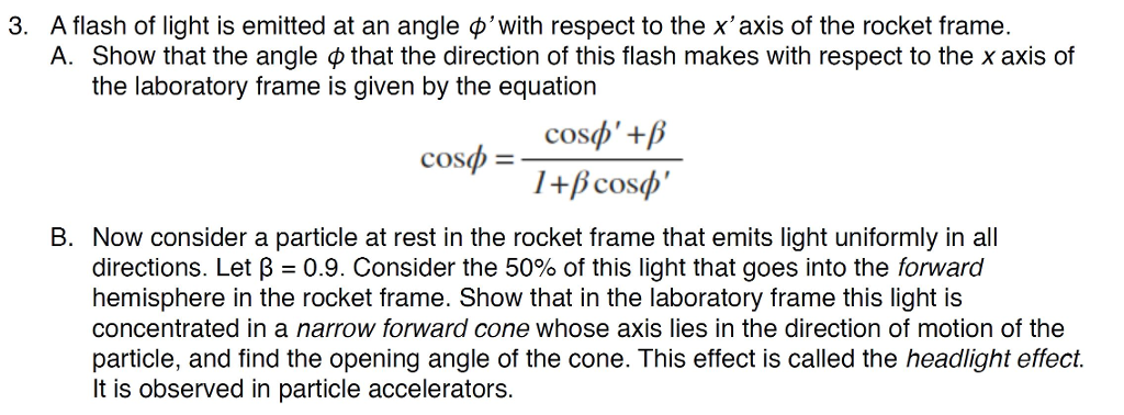 Solved A flash of light is emitted at an angle phi' with | Chegg.com