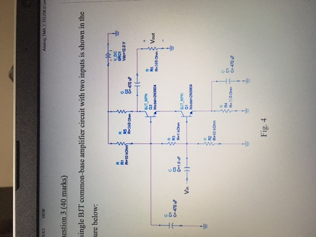 Solved A single BJT common-base amplifier circuit with two | Chegg.com