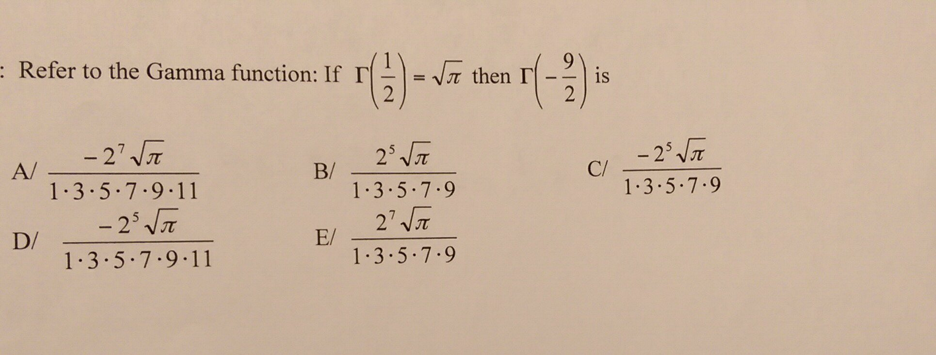 Solved Refer to the Gamma function: If then is Refer to | Chegg.com