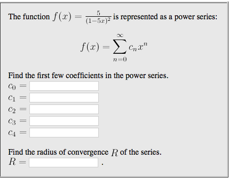 Solved The function f(x) = 5/(1 - 5x)^2 is represented as a | Chegg.com