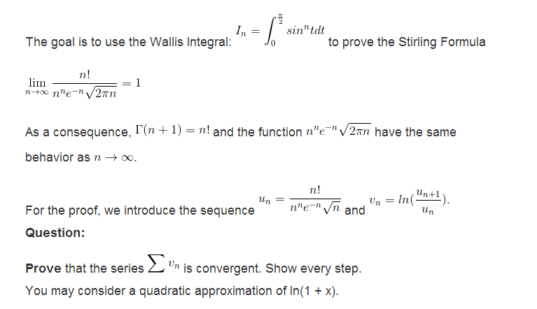 Solved The goal is to use the Wallis Integral: I_n = | Chegg.com