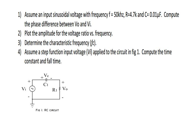 Solved 1 Assume An Input Sinusoidal Voltage With Frequency 