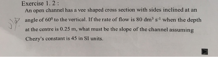 Solved An open channel has a vee shaped cross section with | Chegg.com